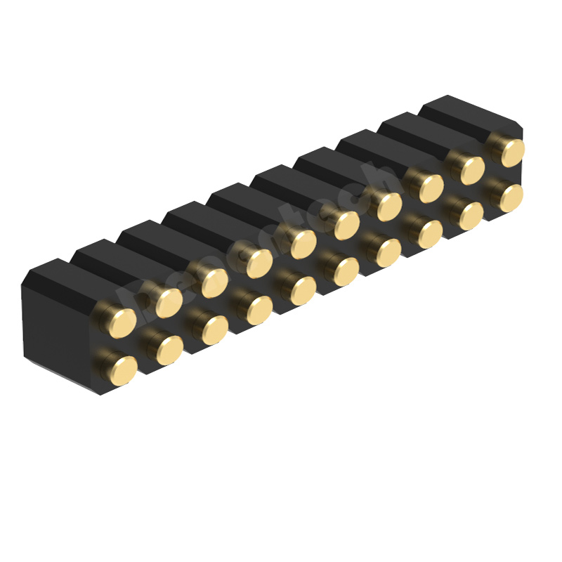 Denentech bulk supply 2.54mm pitch H4.0 dual row female straight SMT concave pogo pin connector ...